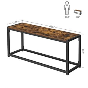 VASAGLE Dining Bench, Kitchen Table Bench, Entryway Bench, for Dining Room, Industrial, 42.5 x 12.8 x 18.2 Inches, Rustic Brown and Black UKTB035B01