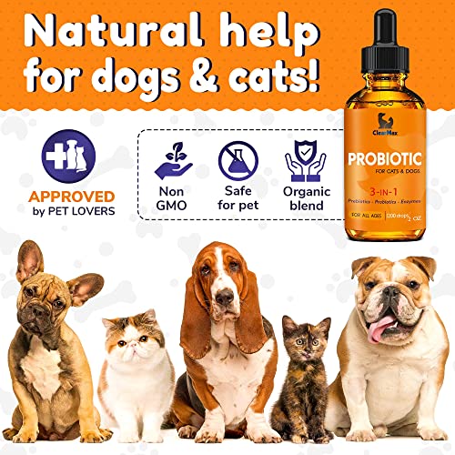 Probiotics for Dogs - Cat Probiotic - Great Dog Probiotics and Digestive Enzymes for Pet - Dog Digestive Enzymes & Pure Prebiotic - Canine Probiotic - Probiotics for Cats - Puppy Probiotic