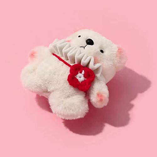 NC Ubest Cute Soft Hand Made Knit Fur Fluffy White Bear Cartoon Animals Case Animal Plush Doll Compatible with Airpods2 Airpods Cartoon Headphones Cover for Girls Best Gift (White Bear) airpods 2