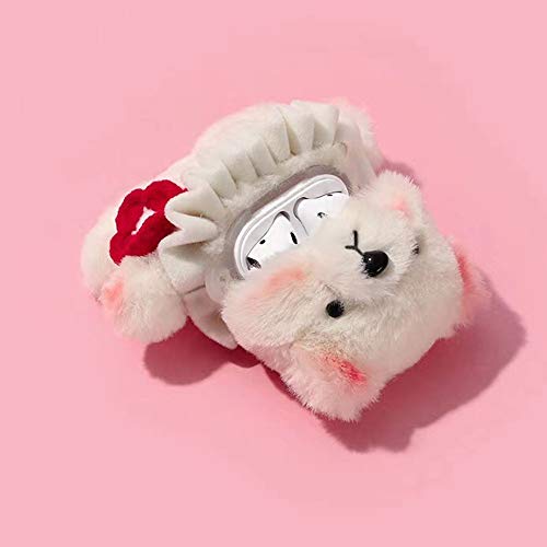 NC Ubest Cute Soft Hand Made Knit Fur Fluffy White Bear Cartoon Animals Case Animal Plush Doll Compatible with Airpods2 Airpods Cartoon Headphones Cover for Girls Best Gift (White Bear) airpods 2