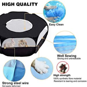 LISINAN Small Animals Playpen, Breathable & Waterproof Pet Playpen Cage Tent with Zippered Cover Outdoor/Indoor Portable Fence Tent for Puppy/Kitten/Rabbits/Hamster/Chinchillas/Guinea Pig (Black)