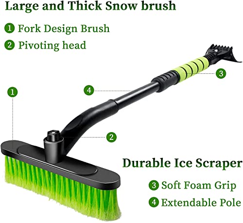 Ice Scraper for Car Windshield, SEAAES Extendable Snow Brush Remover with Foam Grip for Car Auto SUV Truck Windows