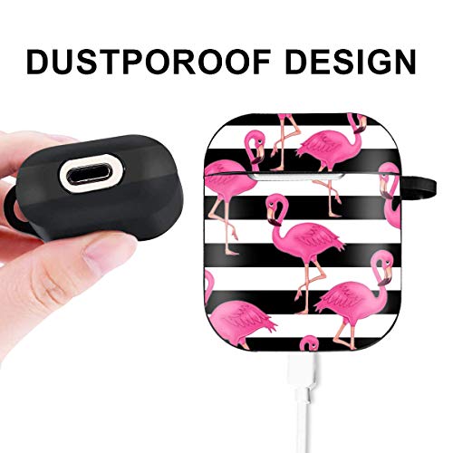 Qtygbm AirPods Case, The Latest Version of AirPods 2 & 1 Charging Case Headphone Case with Keychain ，Premium TPU Shockproof Protective Cover for AirPods 2 & 1 - Flamingo