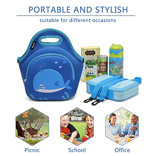 VASCHY Lightweight Preschool Backpack and Cute Whale Lunch Bag Bundle