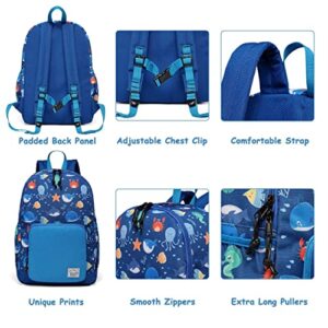 VASCHY Lightweight Preschool Backpack and Cute Whale Lunch Bag Bundle