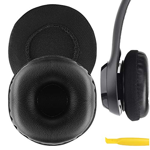 Geekria QuickFit Protein Leather Replacement Ear Pads for Logitech H390, H600, H609, Headphones Earpads, Headset Ear Cushion Repair Parts (Black)