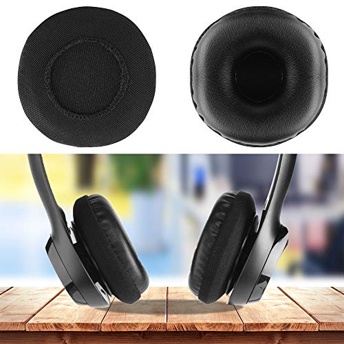 Geekria QuickFit Protein Leather Replacement Ear Pads for Logitech H390, H600, H609, Headphones Earpads, Headset Ear Cushion Repair Parts (Black)