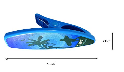 2 Pack Set Pair of Surfboard Style Beach Towel Clips Jumbo Size for Beach Chair, Cruise Beach Patio, Pool Accessories for Chairs, Household Clip, Baby Stroller. by C&H Solutions