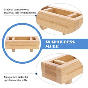 Yardwe Wood Sushi Press Mold Oshizushi Mold Box Bamboo Sushi Maker Tool DIY Wood Sushi Making Kit for Home Sushi Rice Roll Mold Tool Set