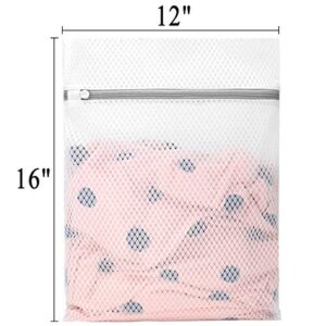 3Pcs Durable Diamond Mesh Laundry Bags for Delicates 12 x 16 Inches (3 Medium)