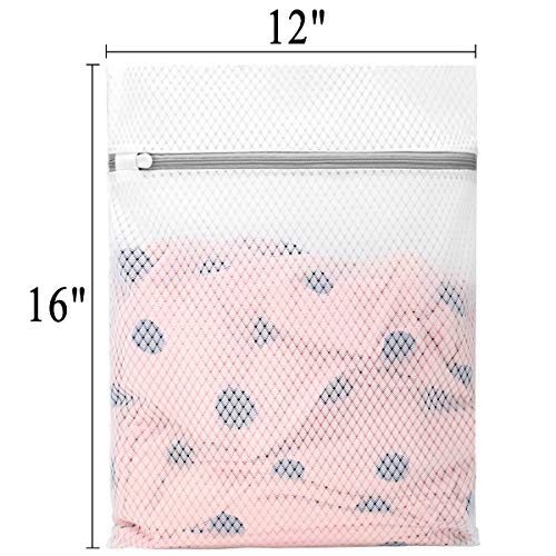 3Pcs Durable Diamond Mesh Laundry Bags for Delicates 12 x 16 Inches (3 Medium)