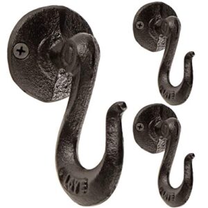 sanbege decorative wall hangers, rustic cast iron coat hooks, vintage key holder for farmhouse, entryway, closet, bedroom, living room, pack of 3