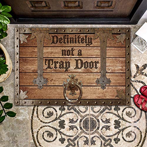 Bestcustom Definitely Not A Trap Door Indoor and Outdoor Doormat Warm House Gift Welcome Mat for Friend Men Women Funny Gift Birthday Gift (Indoor & Outdoor 24x16)