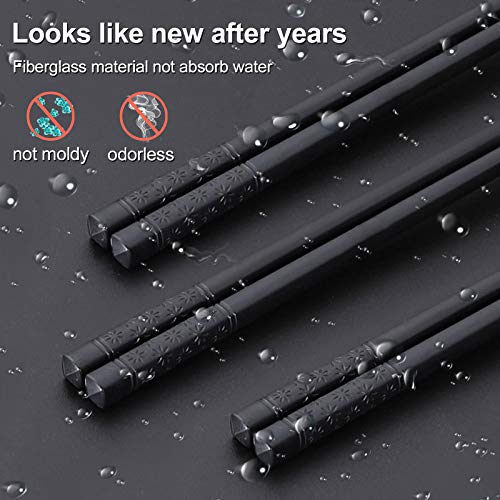 GADIEDIE Chopsticks10 Pairs Reusable Fiberglass Chopsticks,Non-Slip Chopsticks,Beginners Chopsticks,Dishwasher Safe,for Chinese style Japanese Food Cooking Chopsticks(9.5"Black cherry blossom)