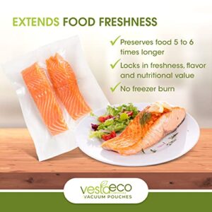 VestaEco Compostable Vacuum Seal Bags | Extend Freshness | Embossed | Certified Compostable | Reduce Waste | 8 x 12 Inches | 50 Vacuum Bags per Box