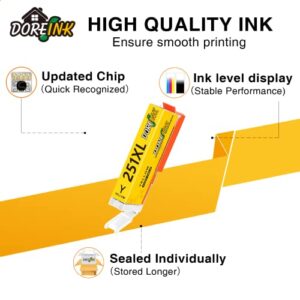 DOREINK Compatible 251 251XL 251 XL CLI-251XL CLI 251 Yellow Ink Cartridges for Canon PIXMA MX922 MG7520 MG5520 MG6620 IP8720 MG5420 MG6320 Printer (5 Yellow, 5 Pack)