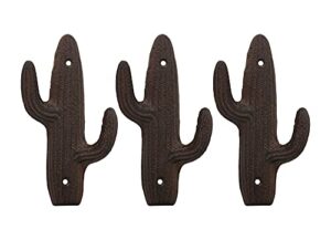 parisloft vintage cast iron cactus wall mount hanger hooks -multiuse entryway garden decoration, set of 3