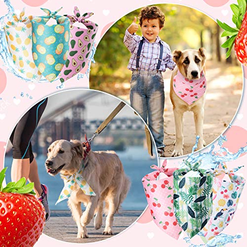 12 Pieces Dog Bandana Scarf Washable Triangular Bibs Pet Adjustable Washable Kerchief Dog Bandana for Small and Large Dogs(Summer Patterns)