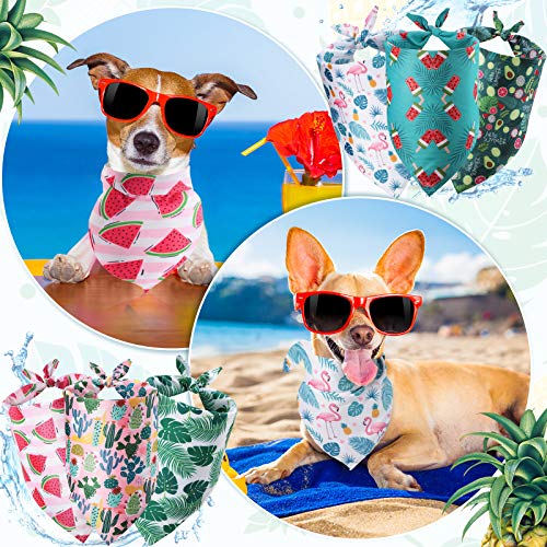 12 Pieces Dog Bandana Scarf Washable Triangular Bibs Pet Adjustable Washable Kerchief Dog Bandana for Small and Large Dogs(Summer Patterns)