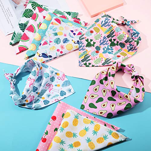 12 Pieces Dog Bandana Scarf Washable Triangular Bibs Pet Adjustable Washable Kerchief Dog Bandana for Small and Large Dogs(Summer Patterns)