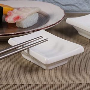 Cabilock 2Pcs 3Inch Sauce Dishes Ceramic Appetizer Serving Tray Rectangular Seasoning Dishes Snack Dipping Bowls for Soy Sauce Dish (White)