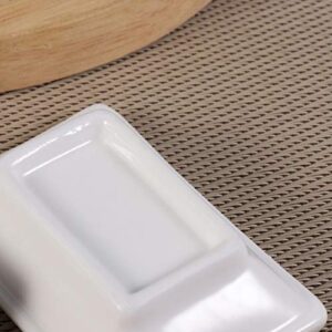 Cabilock 2Pcs 3Inch Sauce Dishes Ceramic Appetizer Serving Tray Rectangular Seasoning Dishes Snack Dipping Bowls for Soy Sauce Dish (White)