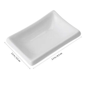 Cabilock 2Pcs 3Inch Sauce Dishes Ceramic Appetizer Serving Tray Rectangular Seasoning Dishes Snack Dipping Bowls for Soy Sauce Dish (White)