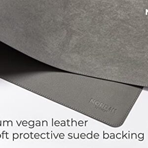 Nordik Leather Desk Mat Cable Organizer (Alaskan Gray 35 X 17 inch) Premium Extended Mouse Mat for Home Office Accessories - Non-Slip Vegan Leather Desk Pad Protector & Desk Blotter Pad