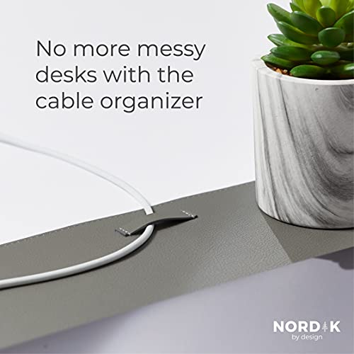 Nordik Leather Desk Mat Cable Organizer (Alaskan Gray 35 X 17 inch) Premium Extended Mouse Mat for Home Office Accessories - Non-Slip Vegan Leather Desk Pad Protector & Desk Blotter Pad