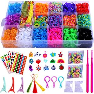 yitohop loom bands, rubber bands bracelet making kit-including 6000+ loom bands,200 s-clips,15 charms,100 beads, and more diy arts crafts tools for 5+ year old girls boys birthday gift