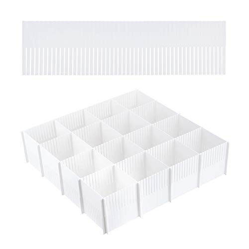 xiclass 15pcs Drawer Dividers Adjustable Drawer Storage Organizer for Clutter Kitchen Cutlery Dresser Makeup Tools Socks Can Help Tidy Office Desk Clinic Bedroom (White, 38cmx11cm)