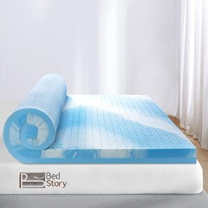 bedstory [firm but still hugs you] 4 inch memory foam mattress topper full, gel swirl foam bed toppers ventilated mattress pad for pressure relieving