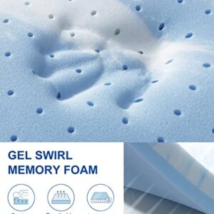 BedStory [Firm But Still Hugs You] 4 Inch Memory Foam Mattress Topper Full, Gel Swirl Foam Bed Toppers Ventilated Mattress Pad for Pressure Relieving