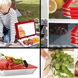 Food Preservation Trays- Stackable, Reusable Food Tray with Plastic Lid, Durable，Superior for Keeping Food Fresh,Dishwasher & Freezer Safe-6 Count