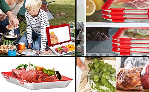 Food Preservation Trays- Stackable, Reusable Food Tray with Plastic Lid, Durable，Superior for Keeping Food Fresh,Dishwasher & Freezer Safe-6 Count