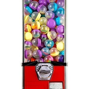 Vending Machine - Big Capsule Vending Machine Bundle with 2 Inch Acorn Capsules 120 Pcs - Prize Machine - Commercial Vending Machine for 2 Inch Capsules Gumballs Bouncy Balls - Red