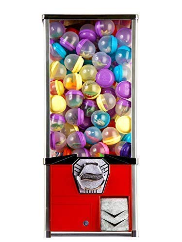 Vending Machine - Big Capsule Vending Machine Bundle with 2 Inch Acorn Capsules 120 Pcs - Prize Machine - Commercial Vending Machine for 2 Inch Capsules Gumballs Bouncy Balls - Red