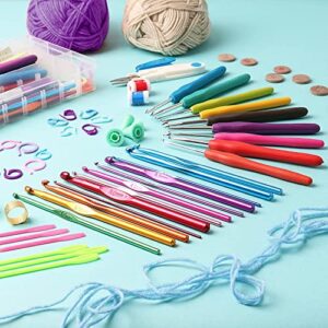 73 Piece Crochet Kit for Beginners Adults and Kids, Premium Crochet Set with 21 Crochet Hooks Set and 1500 Yards of Yarn for Crocheting Kit, Canvas Tote Bag and Lots More - Beginner Crochet Kit