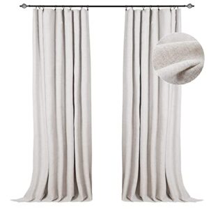 100% blackout shield linen blackout curtains 84 inches long 2 panels set, clip rings/rod pocket blackout curtains no light, black out curtains & drapes for bedroom, 50 inches wide each panel, beige