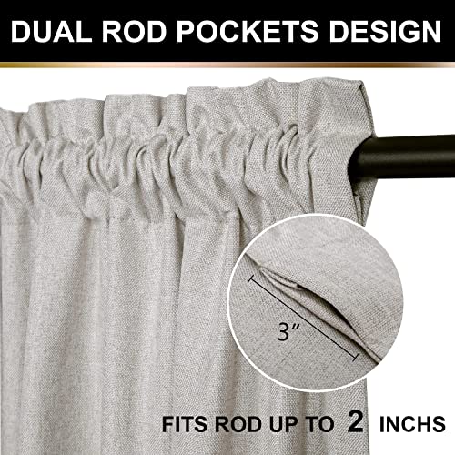 100% Blackout Shield Linen Blackout Curtains 84 Inches Long 2 Panels Set, Clip Rings/Rod Pocket Blackout Curtains No Light, Black Out Curtains & Drapes for Bedroom, 50 inches Wide Each Panel, Beige