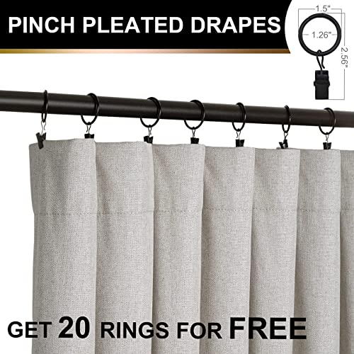 100% Blackout Shield Linen Blackout Curtains 84 Inches Long 2 Panels Set, Clip Rings/Rod Pocket Blackout Curtains No Light, Black Out Curtains & Drapes for Bedroom, 50 inches Wide Each Panel, Beige