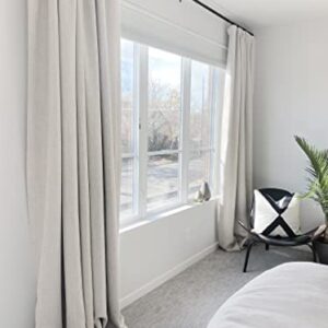 100% Blackout Shield Linen Blackout Curtains 84 Inches Long 2 Panels Set, Clip Rings/Rod Pocket Blackout Curtains No Light, Black Out Curtains & Drapes for Bedroom, 50 inches Wide Each Panel, Beige