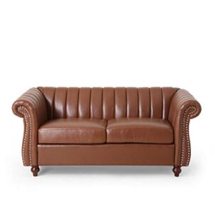 christopher knight home glenmont love seats, cognac brown + espresso