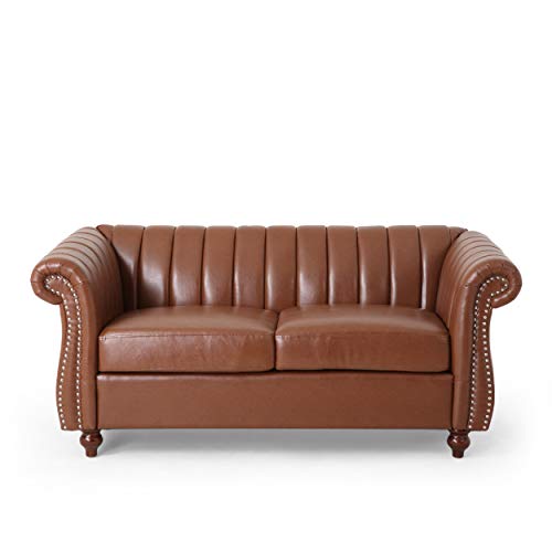 Christopher Knight Home Glenmont Love Seats, Cognac Brown + Espresso