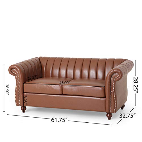 Christopher Knight Home Glenmont Love Seats, Cognac Brown + Espresso