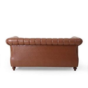 Christopher Knight Home Glenmont Love Seats, Cognac Brown + Espresso