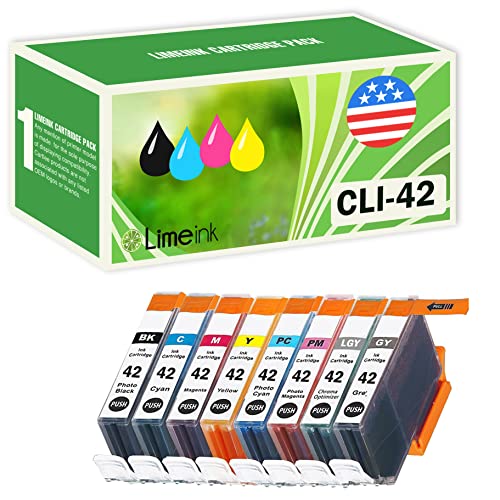 Limeink 8 Pack Compatible High Yield Ink Cartridges Replacement for CLI-42 (1 Black, 1 Cyan, 1 Magenta, 1 Yellow, 1 Photo C, 1 PM, 1 Gray, 1 Light Gray) for Canon PIXMA PRO-100 100 100S Pro100 CLI 42