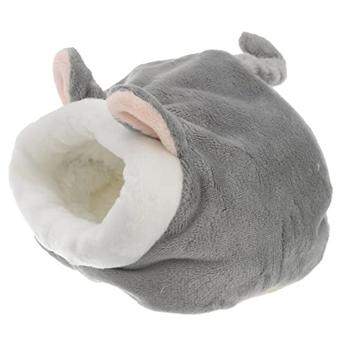 TEHAUX Mini Hamster Bed Hideouts and Houses, Cotton Mini Animal Pet Nest Cave, Cute Warm Bed for Hamster (Grey)