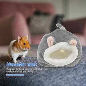 TEHAUX Mini Hamster Bed Hideouts and Houses, Cotton Mini Animal Pet Nest Cave, Cute Warm Bed for Hamster (Grey)