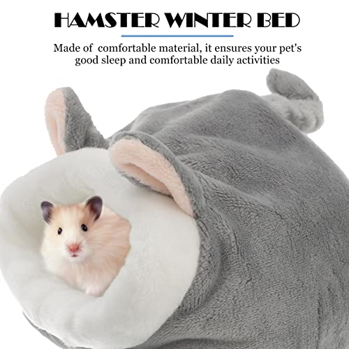 TEHAUX Mini Hamster Bed Hideouts and Houses, Cotton Mini Animal Pet Nest Cave, Cute Warm Bed for Hamster (Grey)